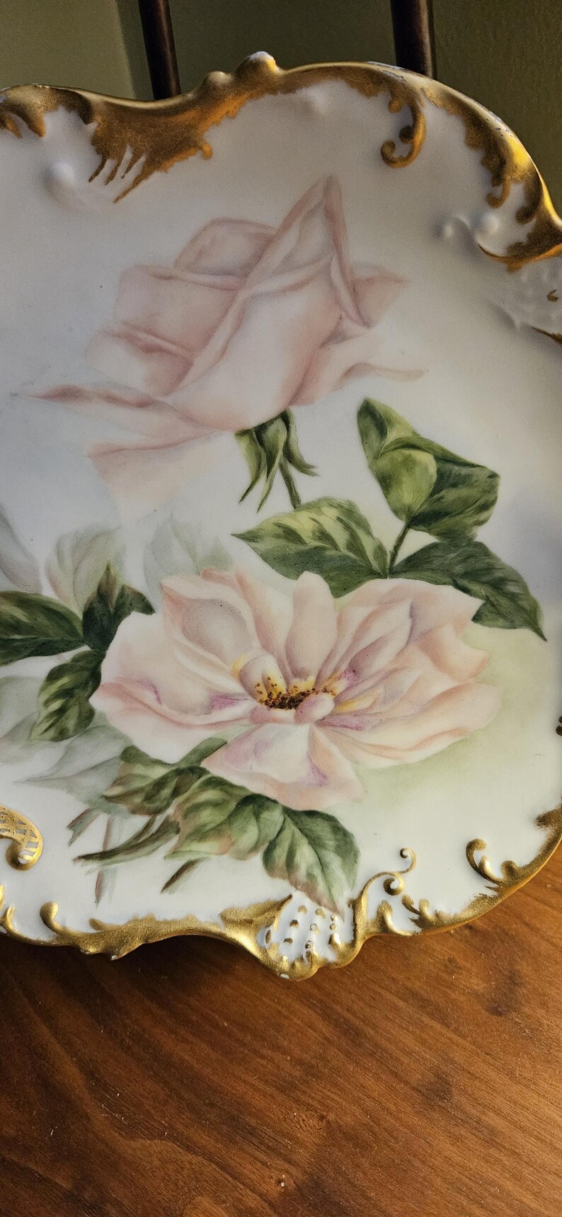 Hand-painted Limoges Porcelain Plate - Pink Rose Motif - Etsy