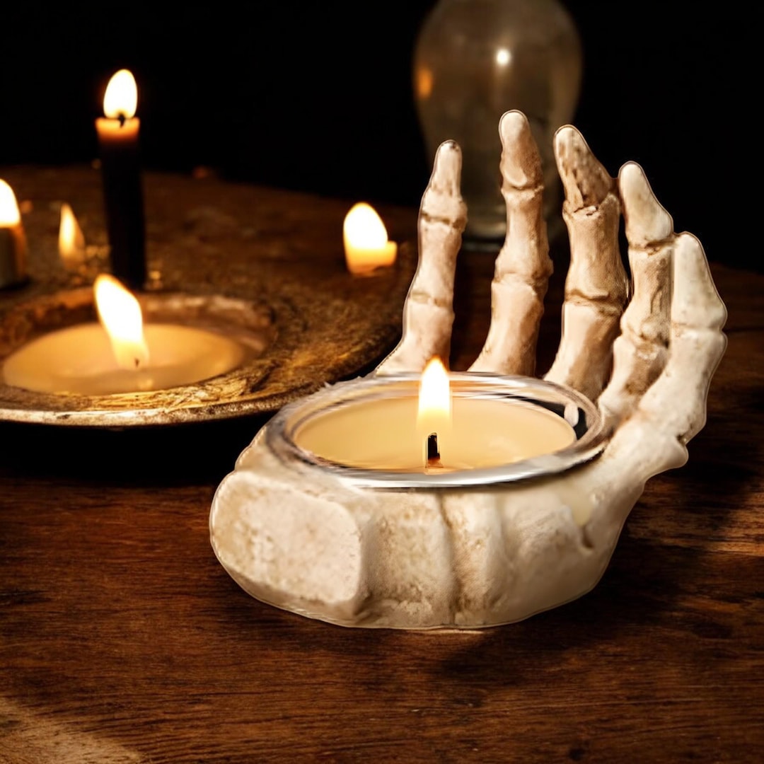 Skeleton Hand Candle Holder, Spooky Tealight Holder, Halloween Skeleton ...