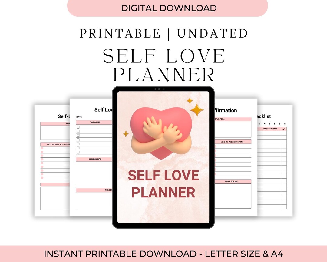 Printable Self-love Planner, Wellness Journal, Mood Tracker (digital ...