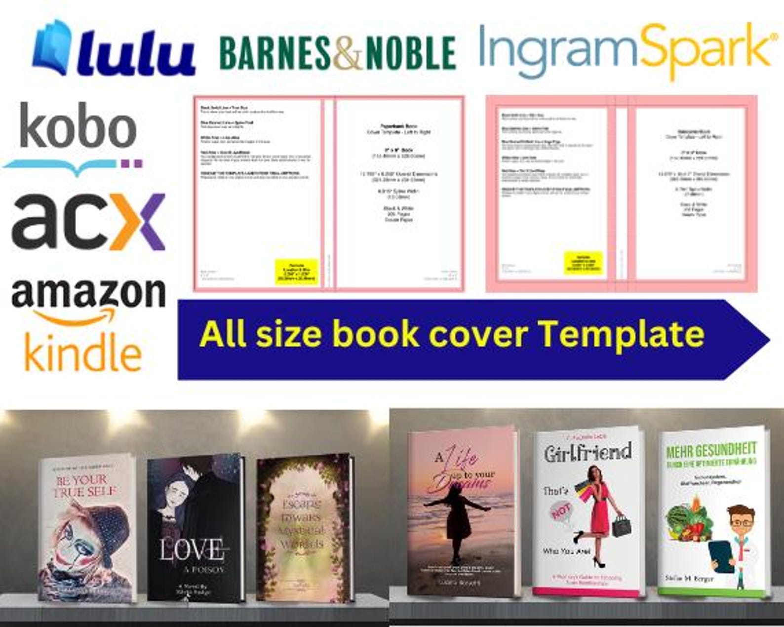 Amazon KDP PAPERBACK Book Cover Design Templates Editable With Your ...