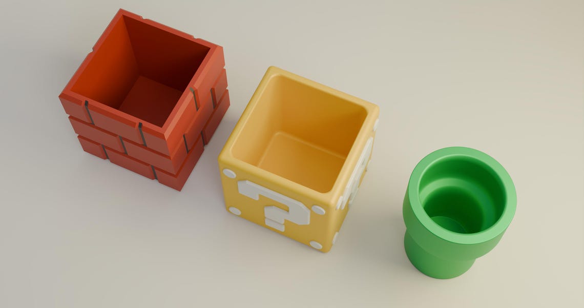 Mario Theme Planter Pots 3d STL - Etsy