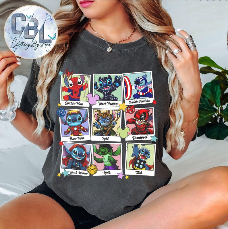 Funny Stitch Custom Disney Marvel Shirt, Spider Man Deadpool Hulk Thor ...