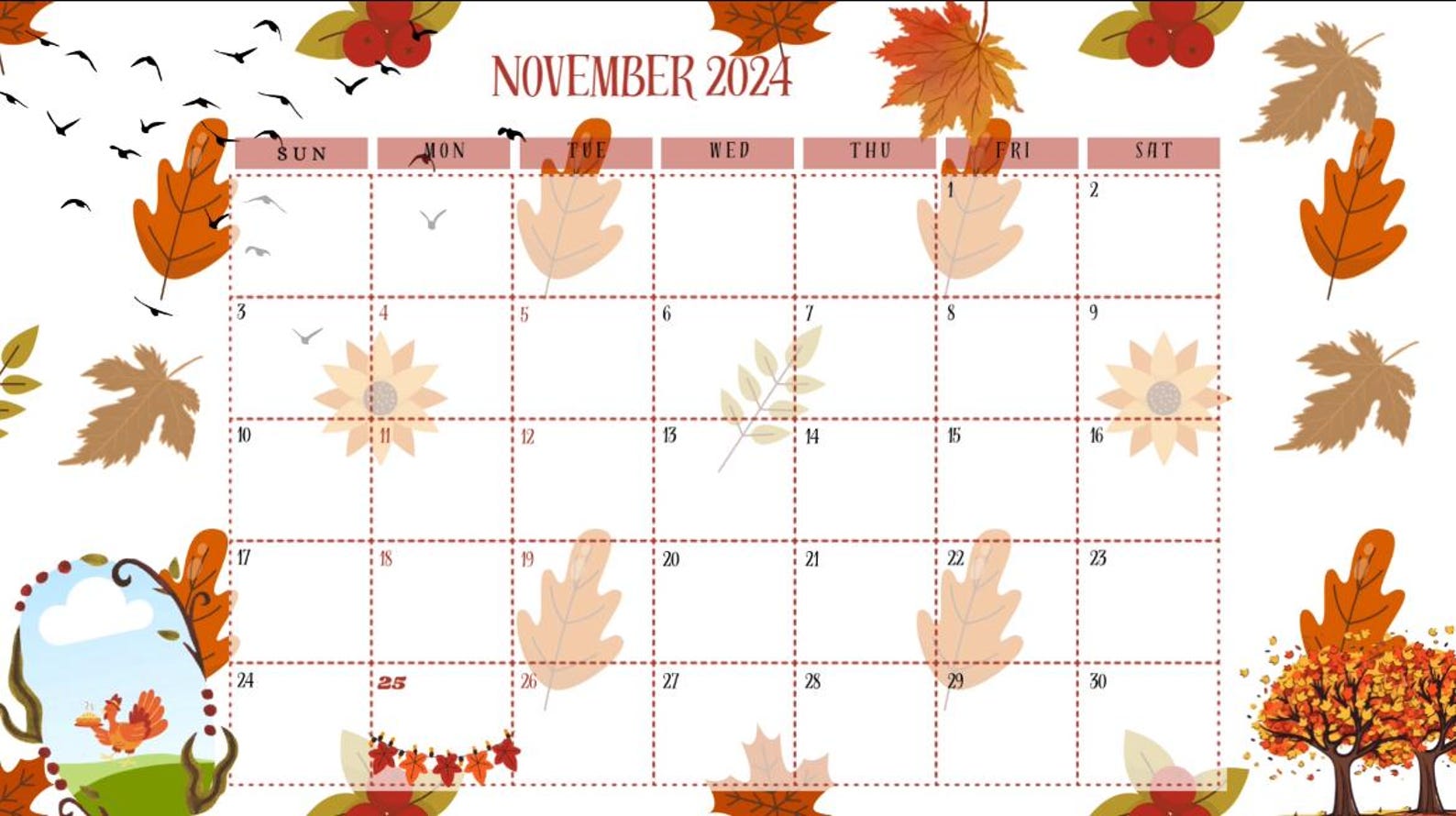 November Calendar - Etsy