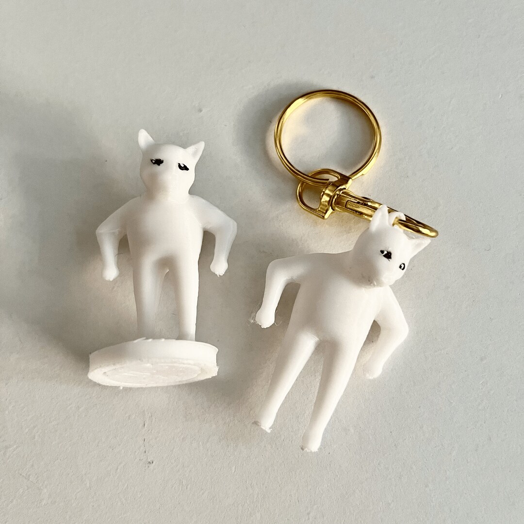 White Hunk Cat Meme Figure or Keychain - Etsy