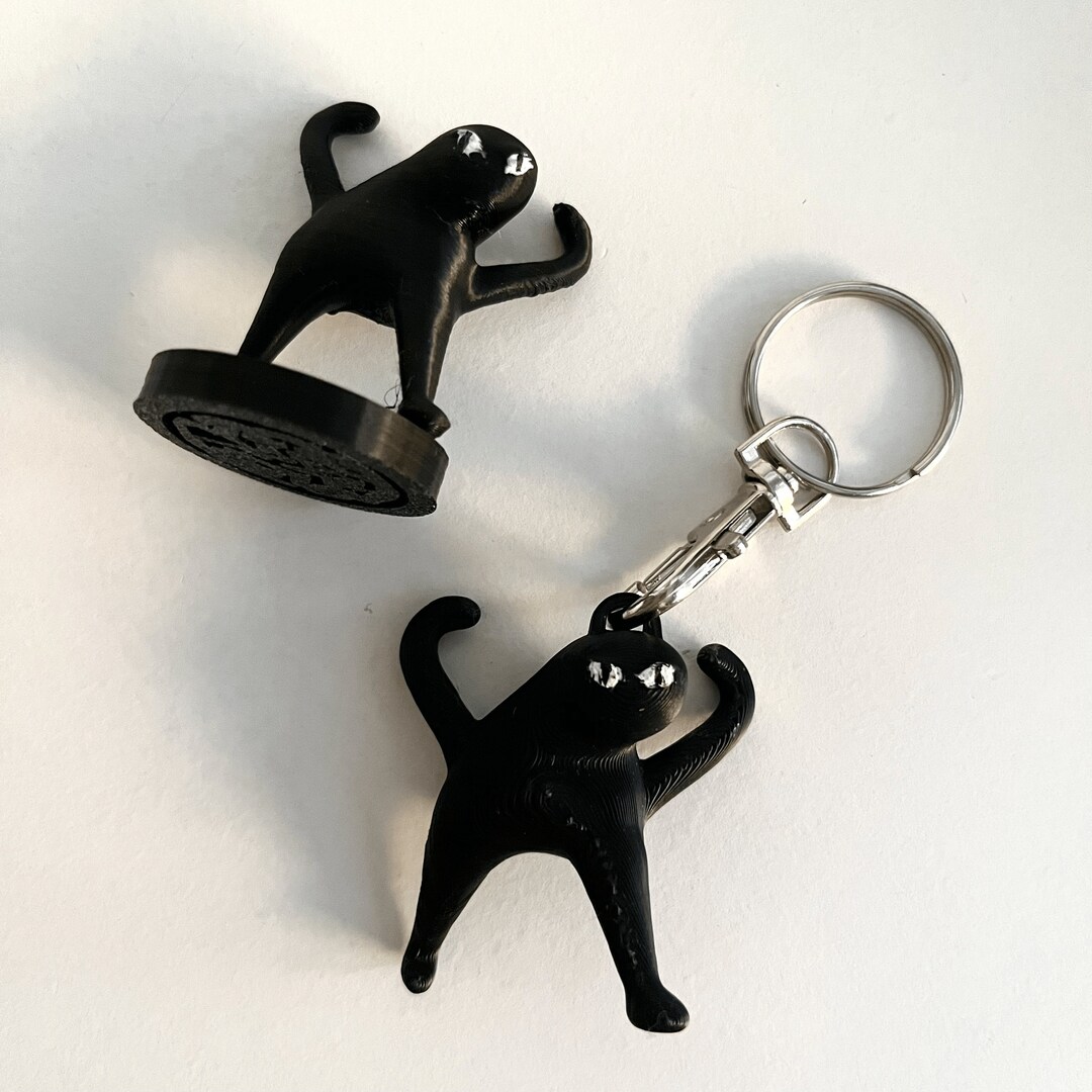 Black Cat Squiggly Meme Figure or Keychain - Etsy