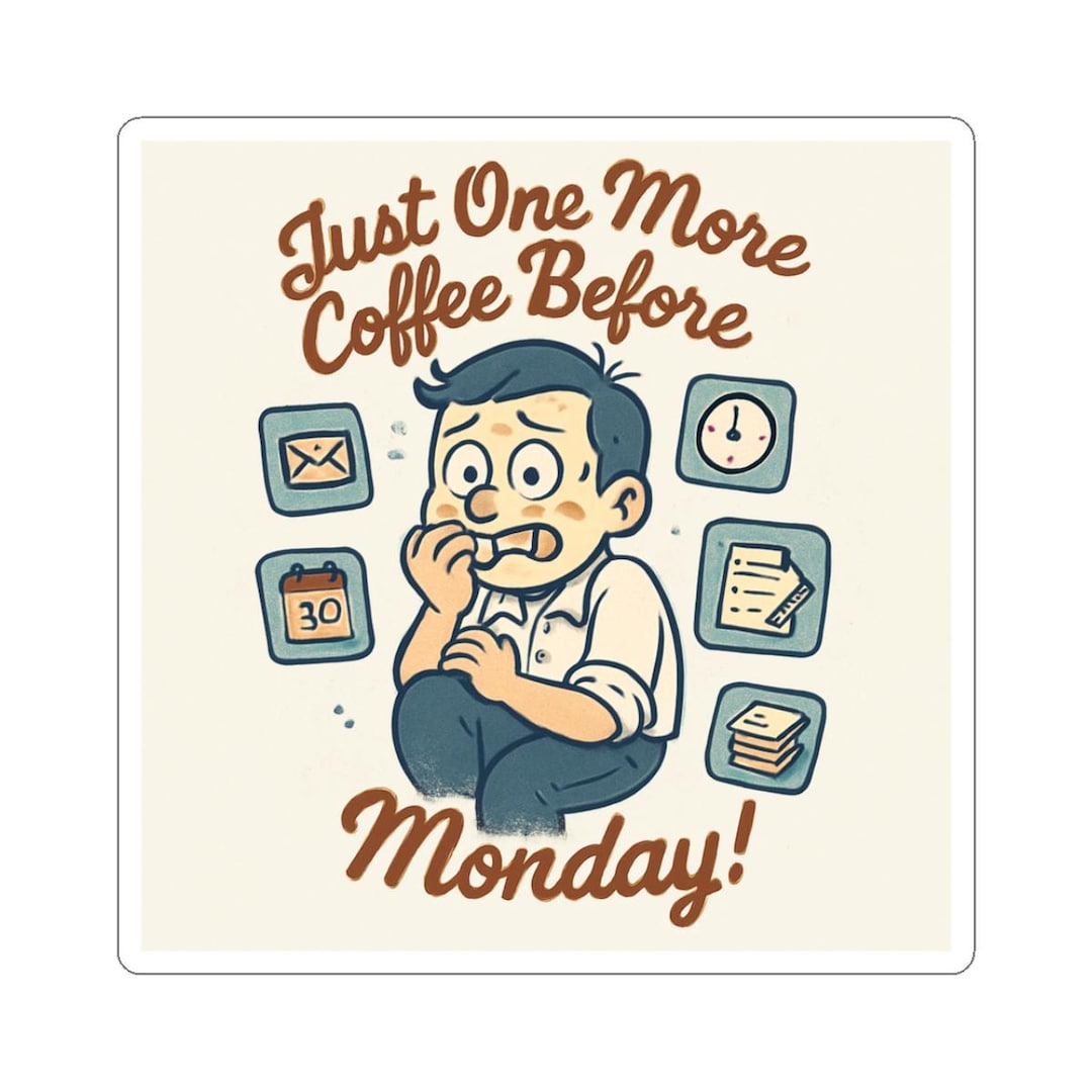 Just One More Coffee Before Monday Kiss-cut Sticker - Etsy
