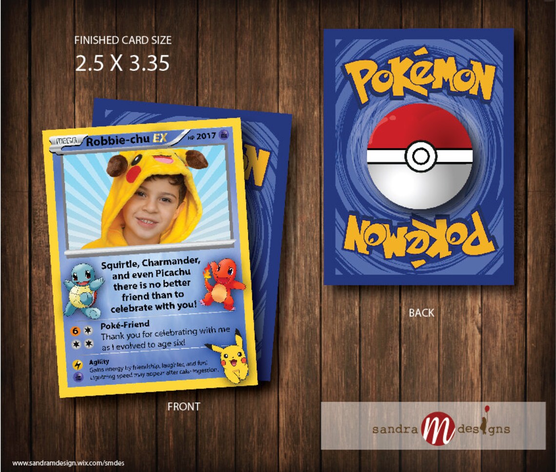 Pokemon Inspired: Birthday Tag or Goodie Pokecards Photo Card - Etsy