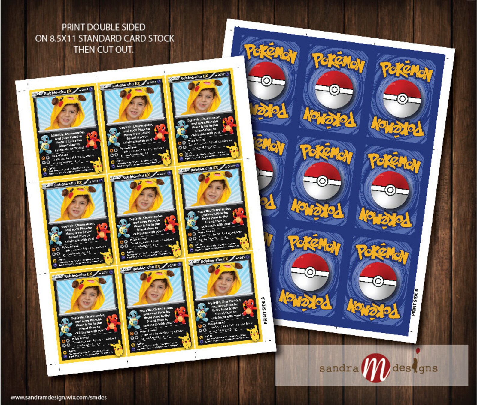 Pokemon Inspired: Birthday Tag or Goodie Pokecards Photo Card | Etsy