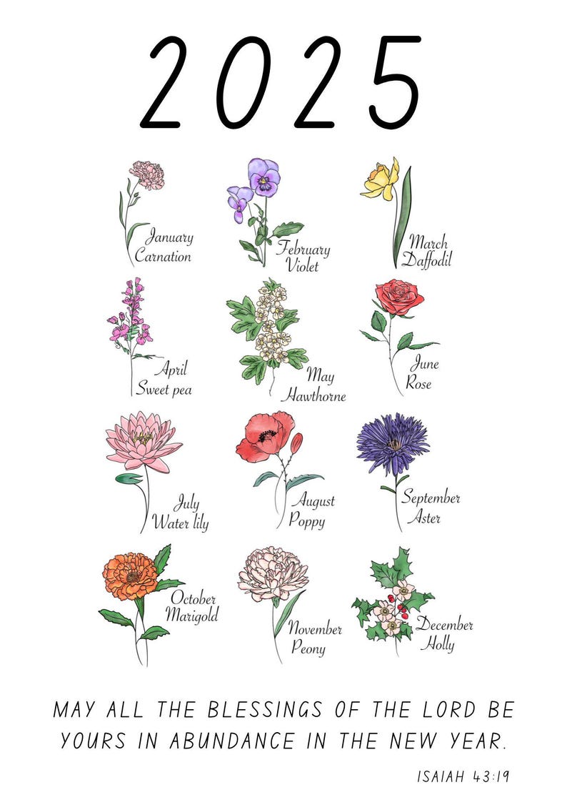 2025 Calendar Printable Christian Verses - Etsy