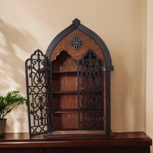Gothic Apothecary Shelf , Oak and Black Vintage Storage Display ...