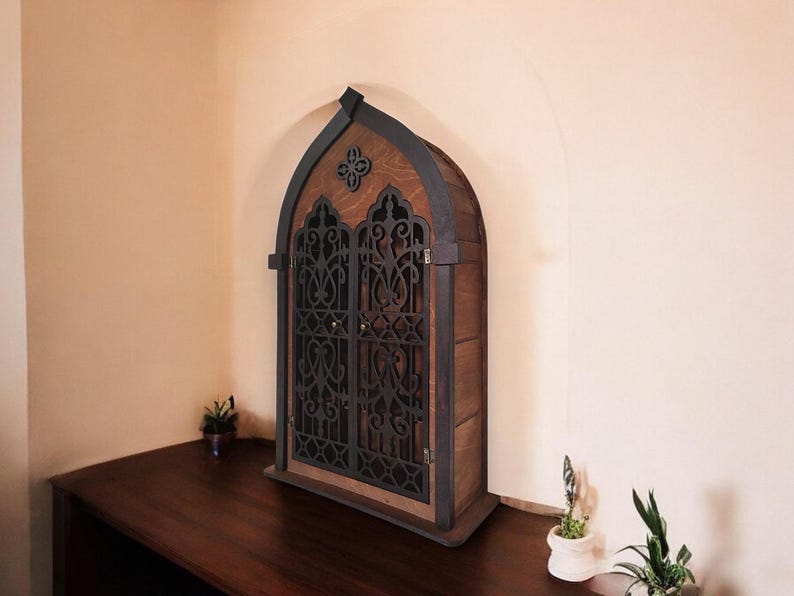 Gothic Apothecary Shelf , Oak and Black Vintage Storage Display ...