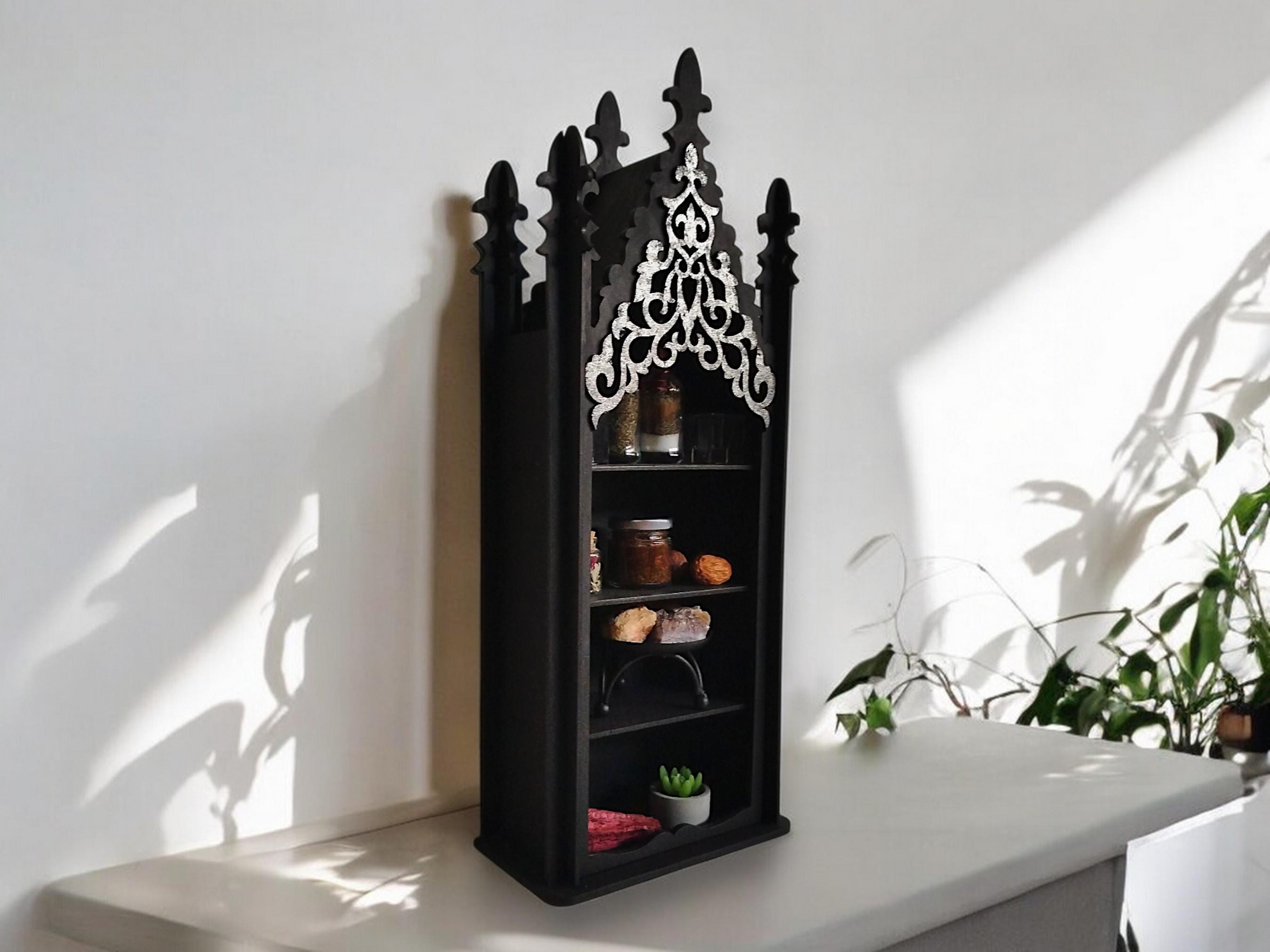 Gothic Crystal Shelf , Black and Silver Vintage Storage Display, Goth ...