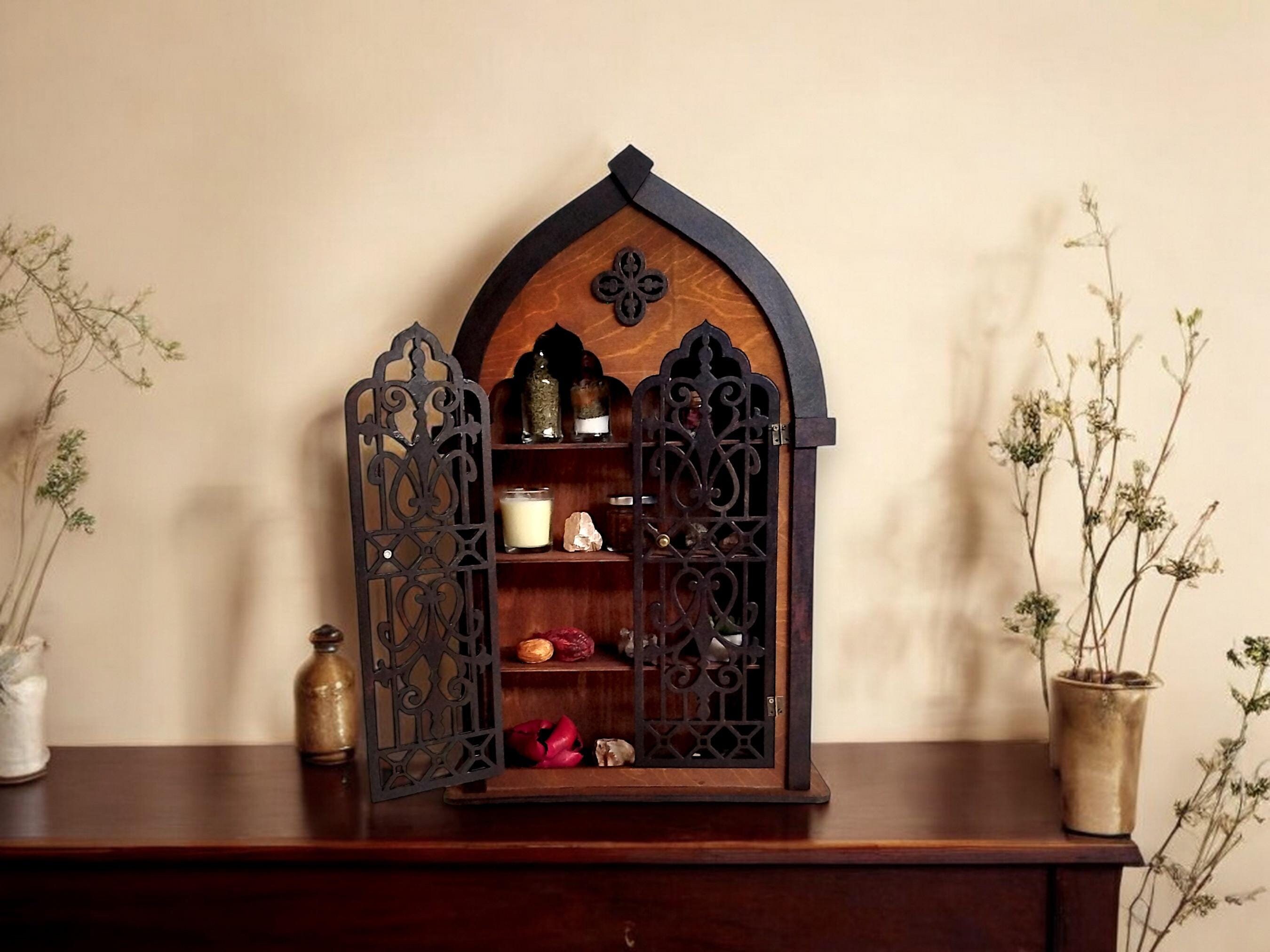 Gothic Apothecary Shelf , Oak and Black Vintage Storage Display ...