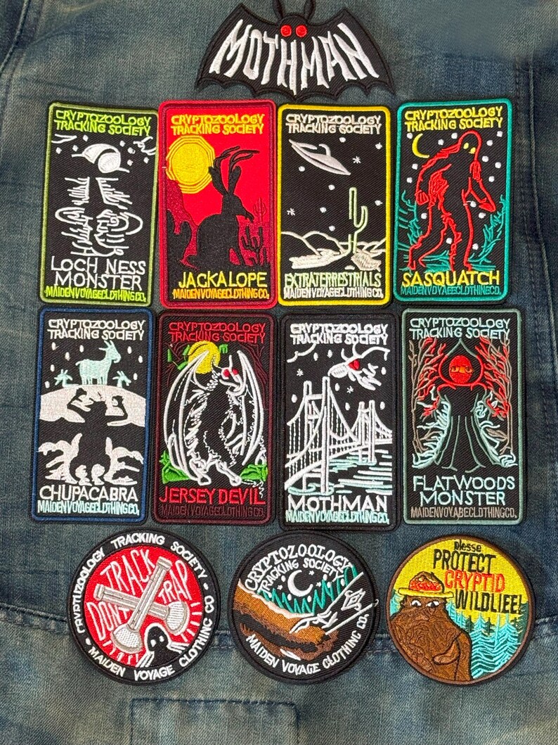 Cryptid Patch Set: Embroidered Mythical Creatures Iron-on Patches - Etsy