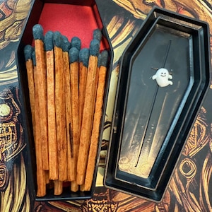 Casket, Coffin Shaped Matchbox With 20 Colorful or Black Matches ...