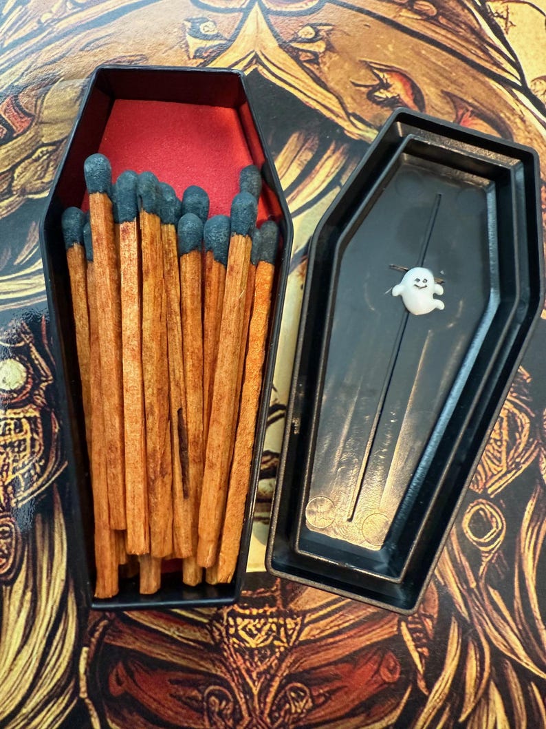 Coffin-shaped Matchbox With 20 Colorful or Black Matches Gothic, Spooky ...