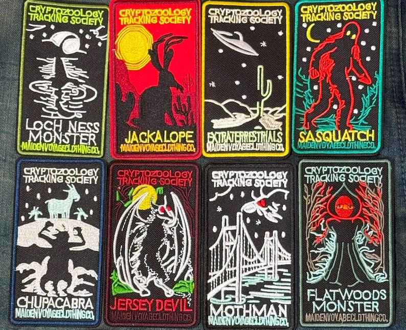 Cryptid Patch Set: Embroidered Mythical Creatures Iron-on Patches - Etsy