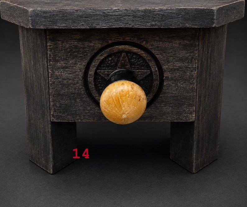 Pentagram Wood Altar Table With Crystal, Mini Witch Ritual Table - Etsy