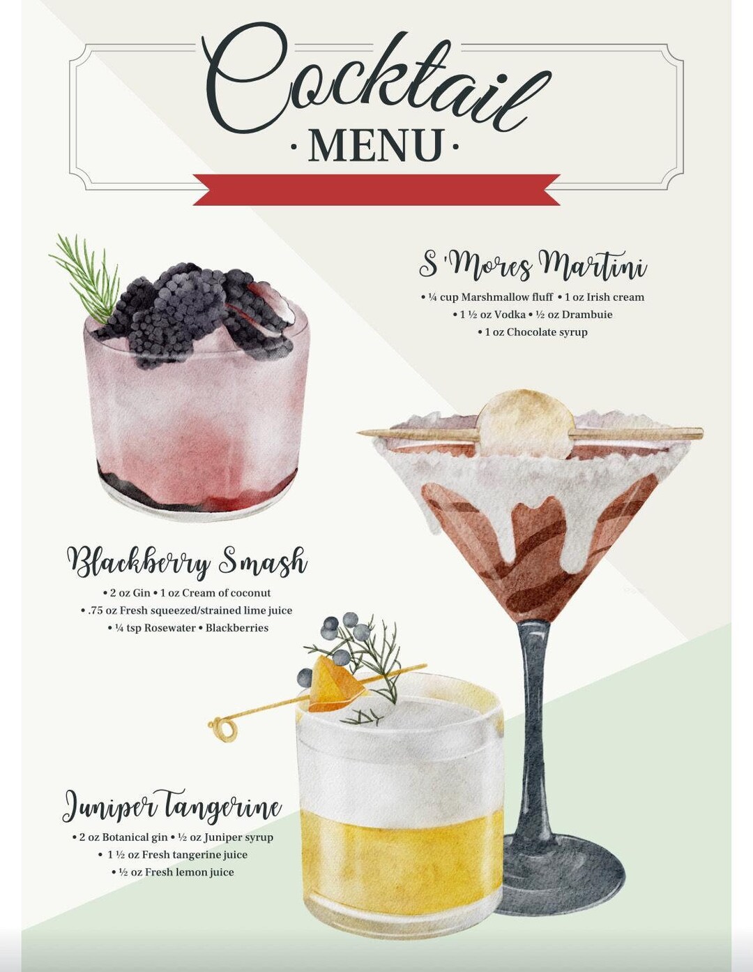 Custom Drink Menu - Etsy