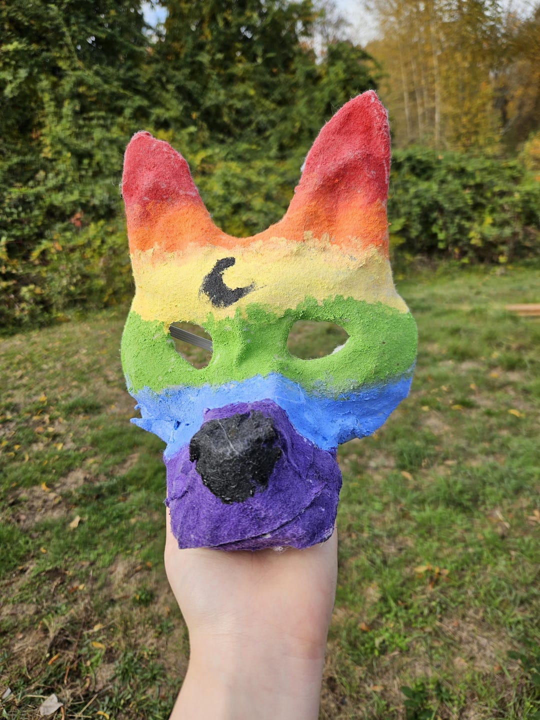 Rainbow Hyena Therian Mask - Etsy