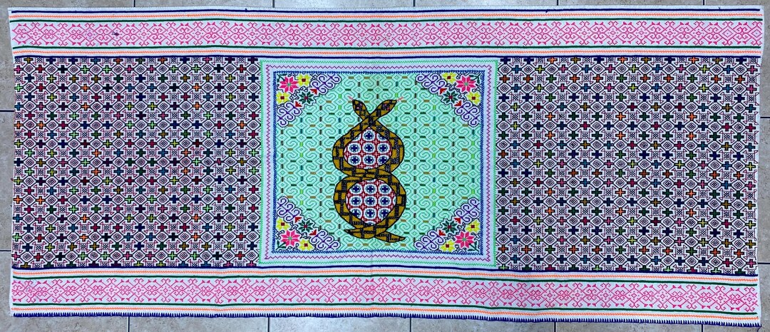 Shipibo Conibo Snake Weaving Embroidered Peruvian Textile Ceremonial ...