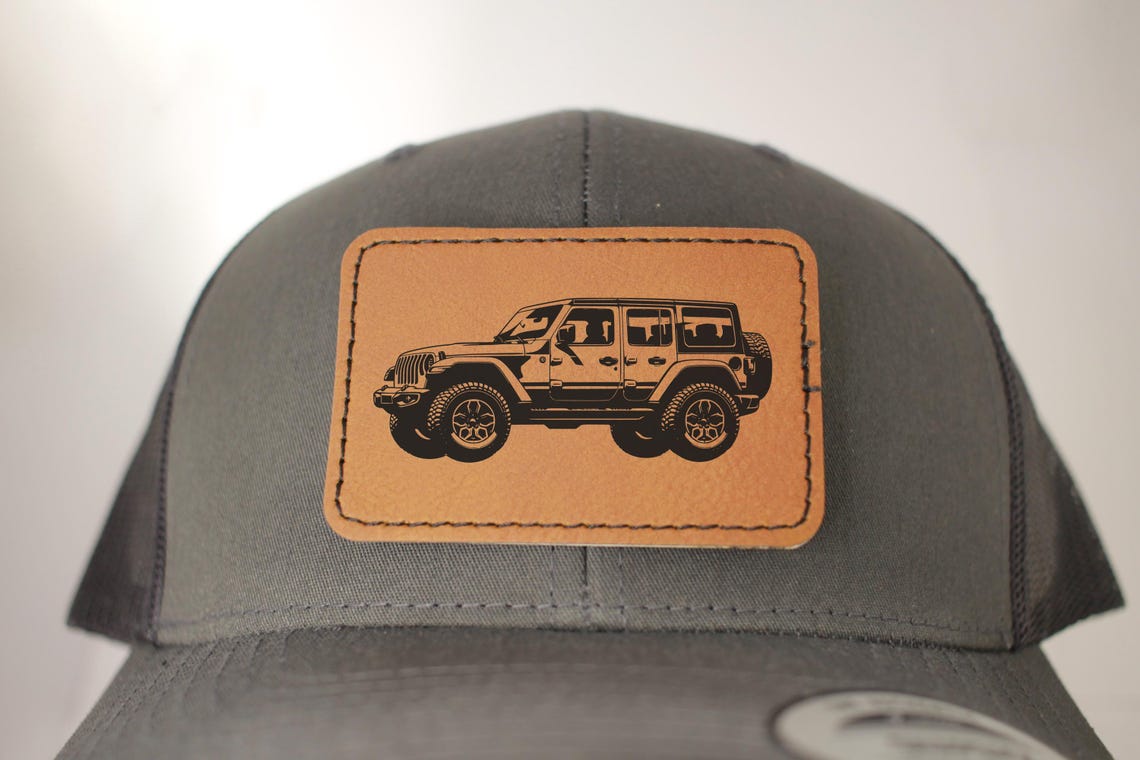 Trucker Hat With Laser Engraved Leatherette Patch|jeep Wrangler|yupoong ...