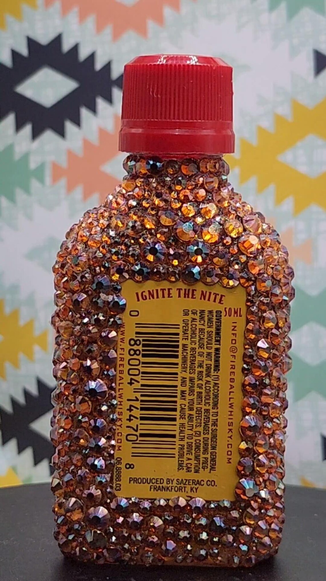 Rhinestone Fireball Cinnamon Whiskey 50ml Empty Bottle Decanter is a ...