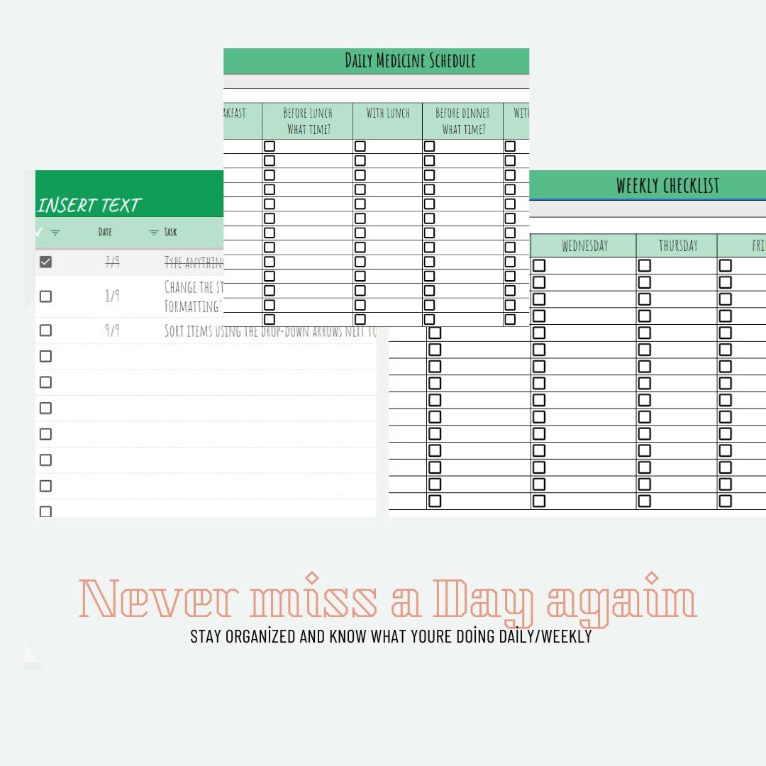 Daily Medication + Weekly Schedule Checklist Template, Printable ...