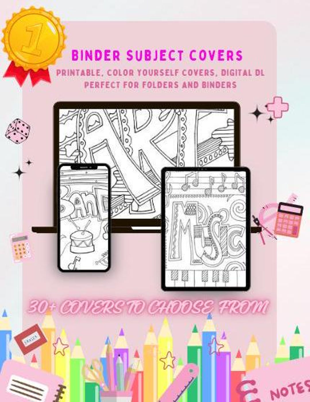 Notebook Covers Student Portfolio Covers Coloring Page Covers - Etsy