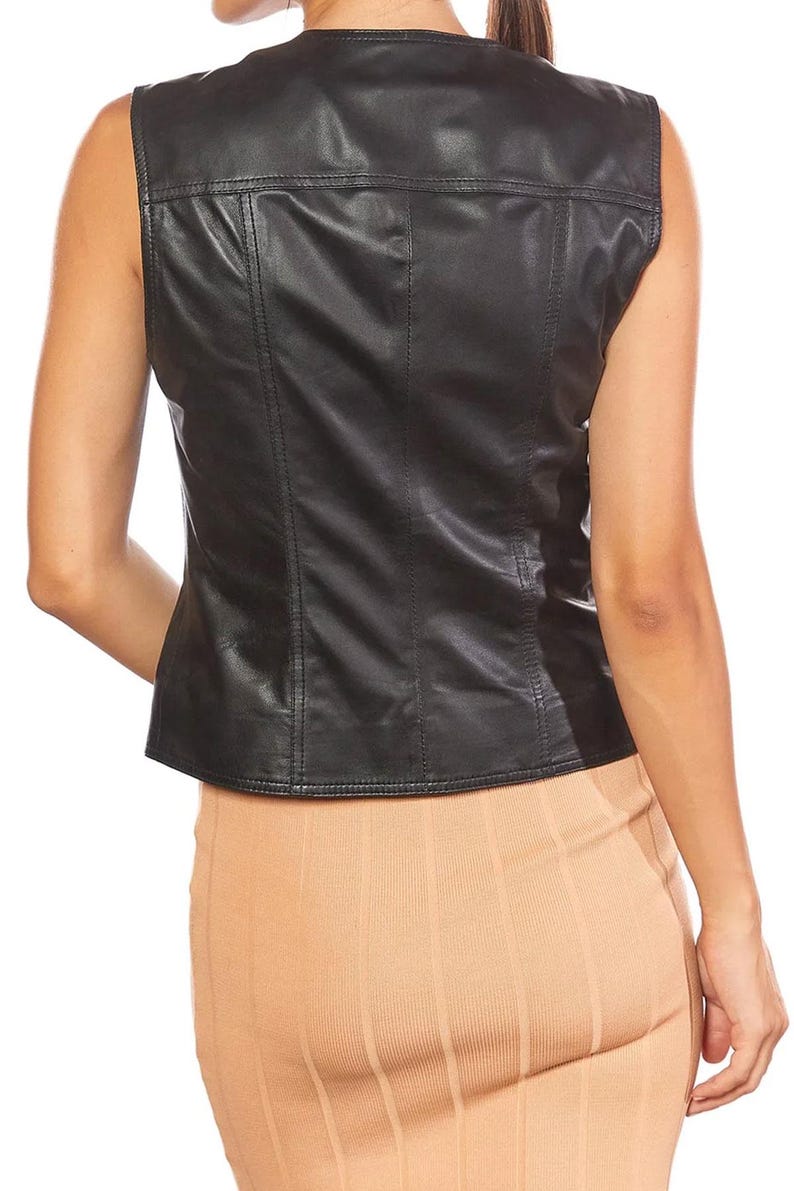 Women Black Leather Vest, 100% Original Leather Vest for Ladies, Bikers ...