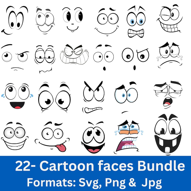 Cartoon Faces Svg - Etsy