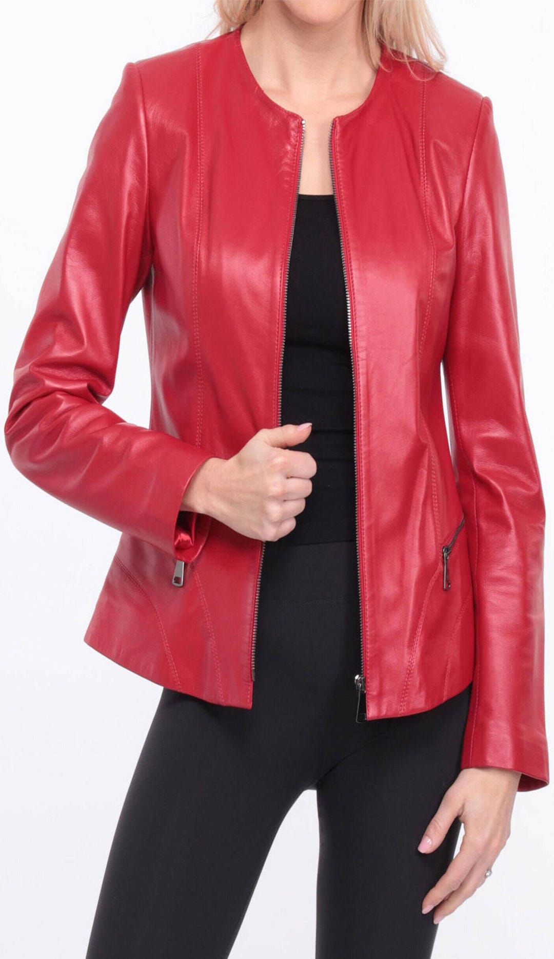 Motorcycle Leather Jacket, Red Jacket Women, Moto Jacket, Biker Jacket ...