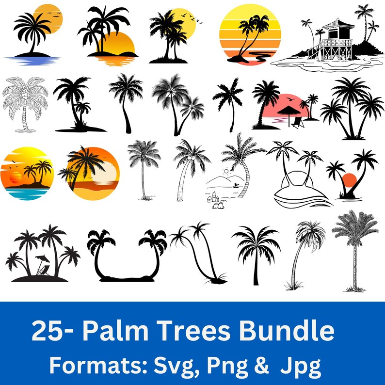 Palm Tree SVG Bundle, Palm Tree PNG Bundle, Palm Tree Clipart, Palm ...