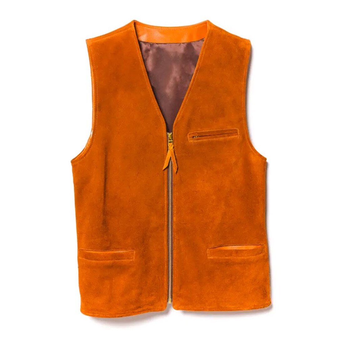 Men Suede Leather Vest, Real Suede Leather Western Cowboy Vest, Men's ...