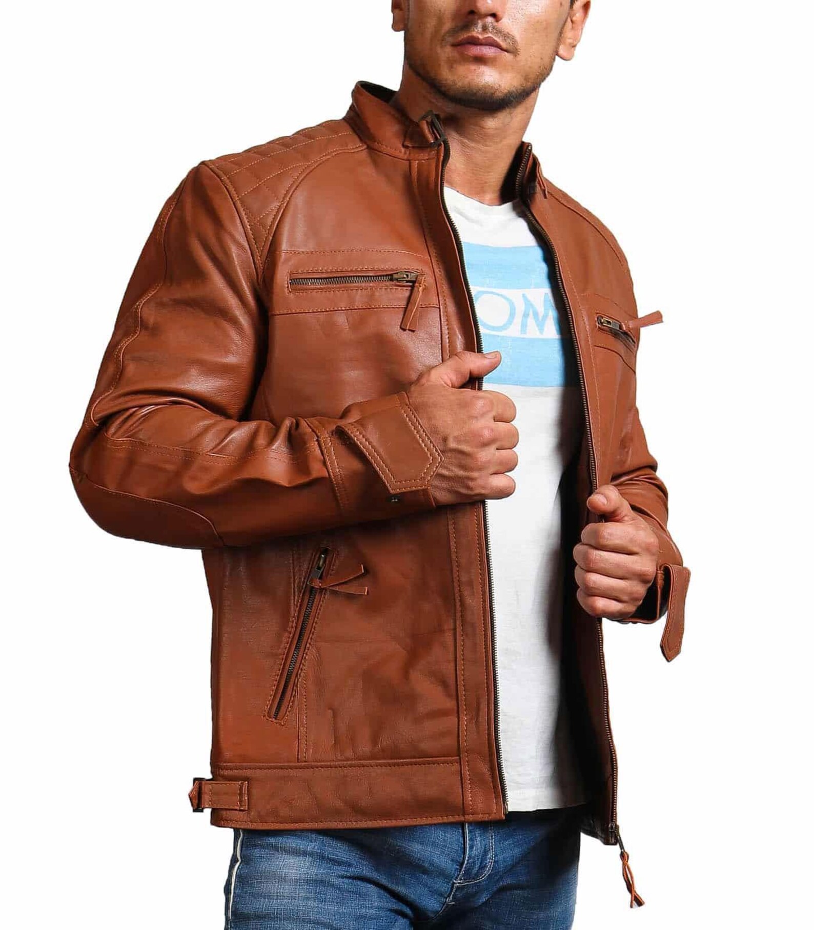 Men's Handmade Vintage Leather Jacket, Mens Brown Real Leather Jacket ...