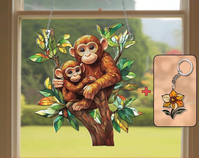 Capuchin Monkey Stained Glass Window Cling Window Sticker Decal - No ...