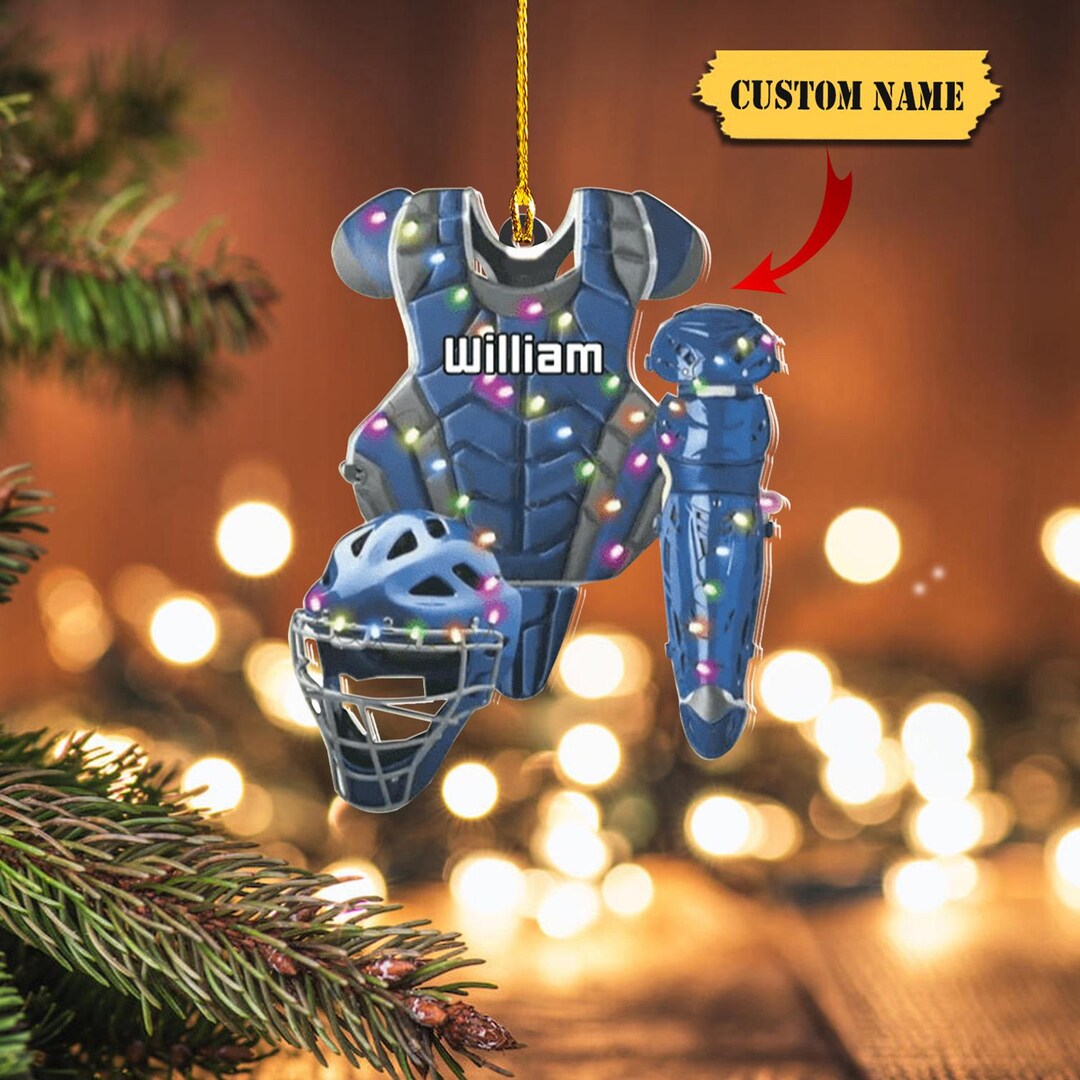 Personalized Baseball Back Catcher Ornament 2D , Christmas Gift for ...