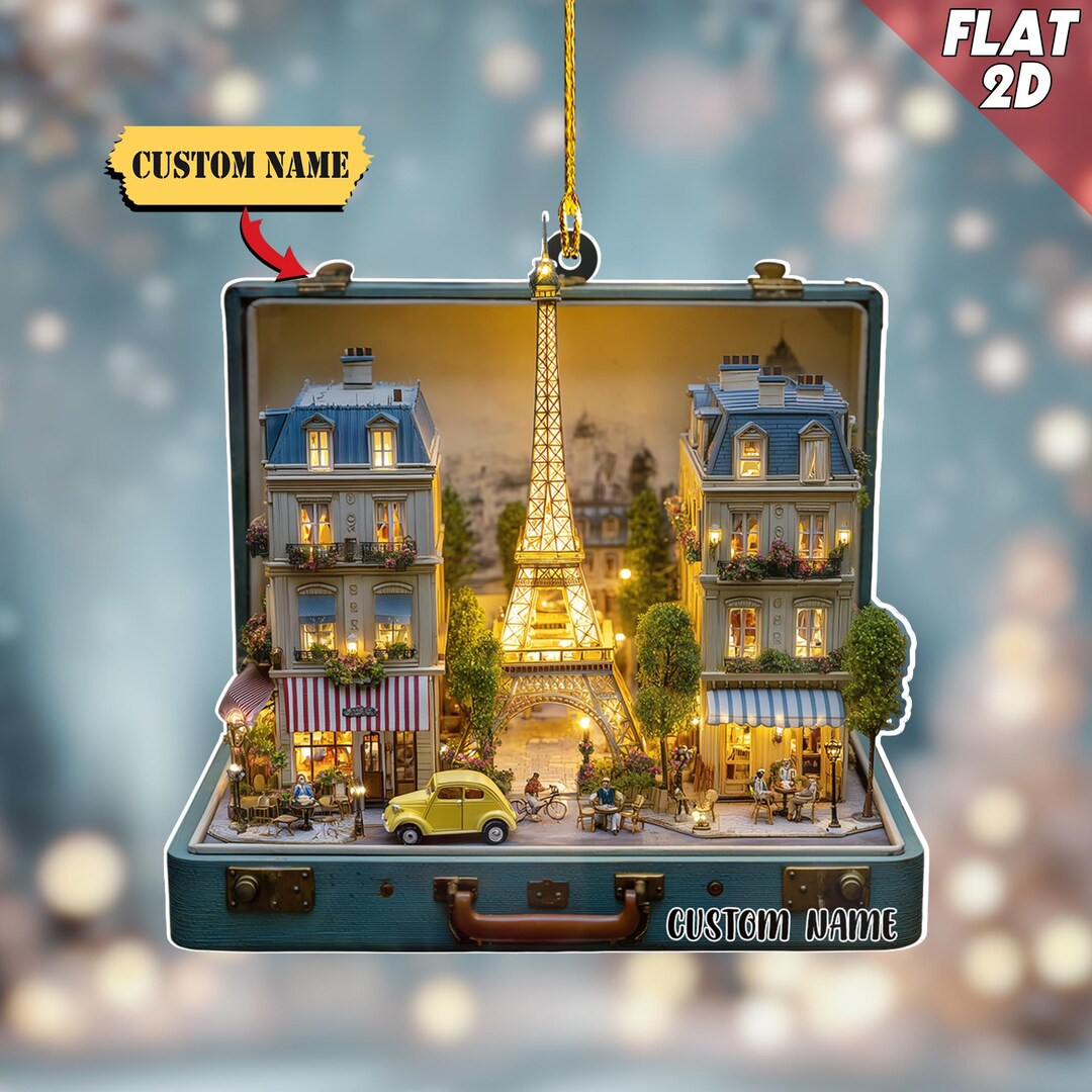 Custom Paris 2D Flat Acrylic Ornament, Personalized Eiffel Tower ...