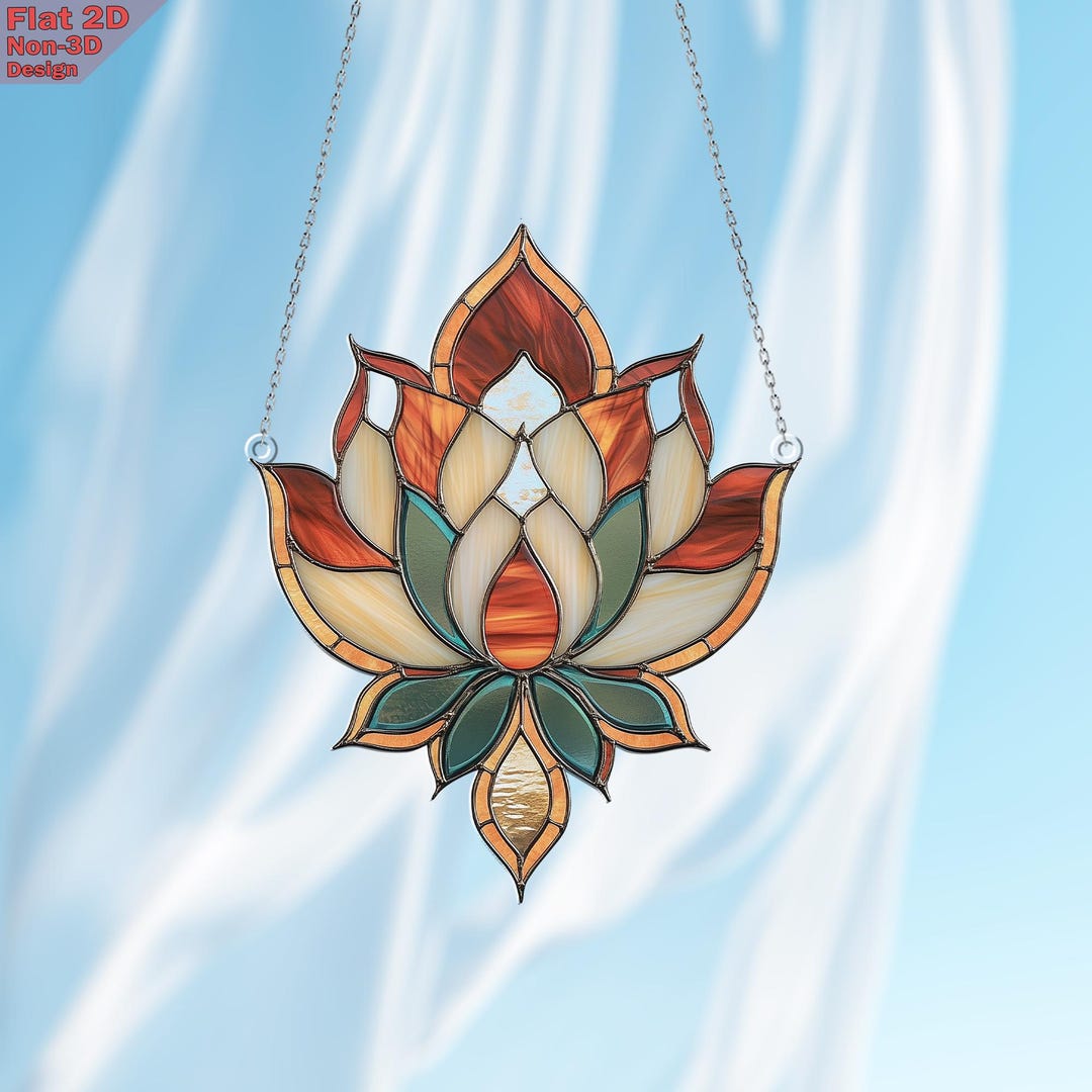 Acrylic 2D Flat Lotus Flower Window Hanging, Nature-inspired Car ...