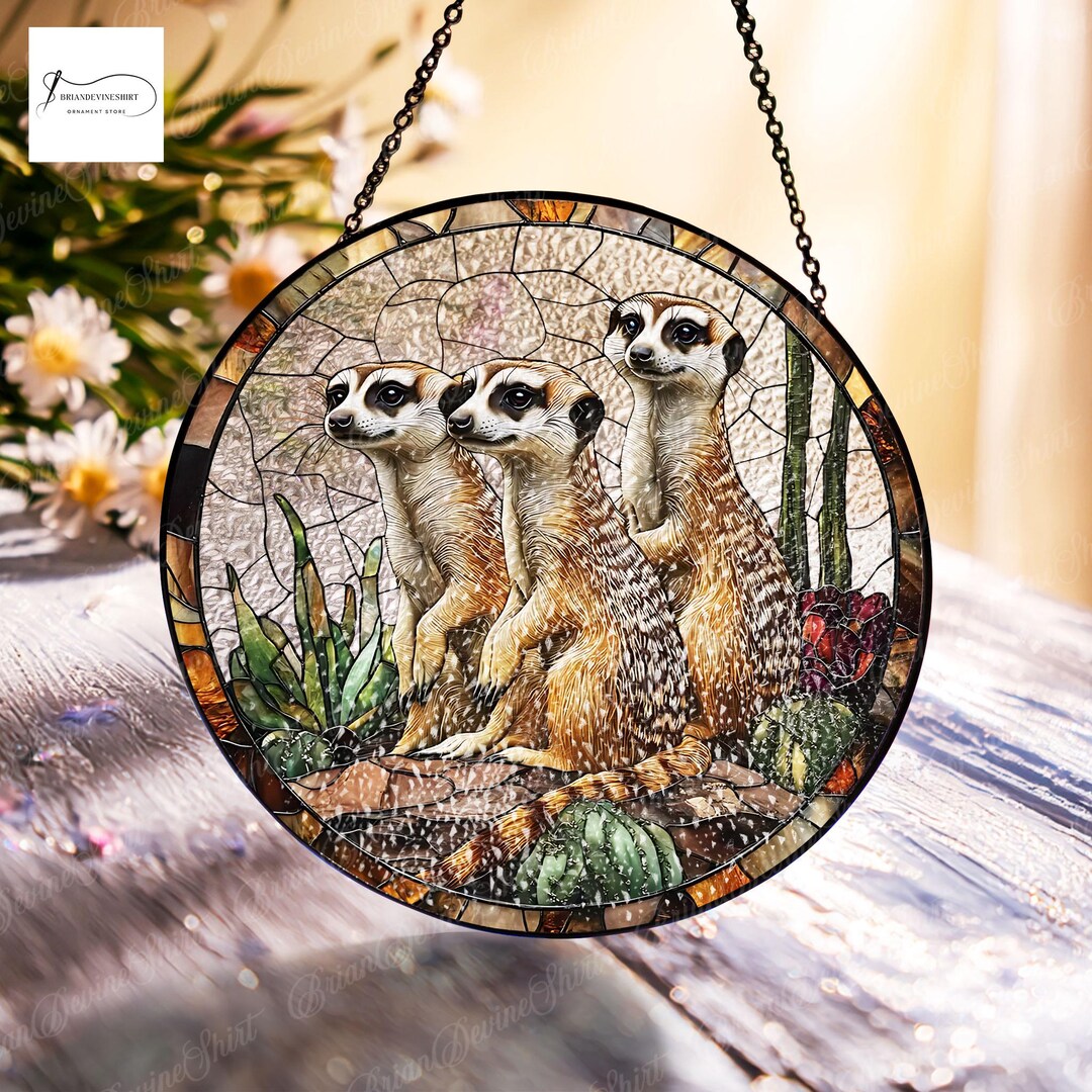 Meerkat Stained Glass Suncatcher , Handmade Suncatcher Art, Wildlife ...