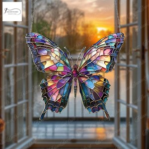 Colorful Butterfly Acrylic Window Hanging, Elegant Home Decor and Car ...