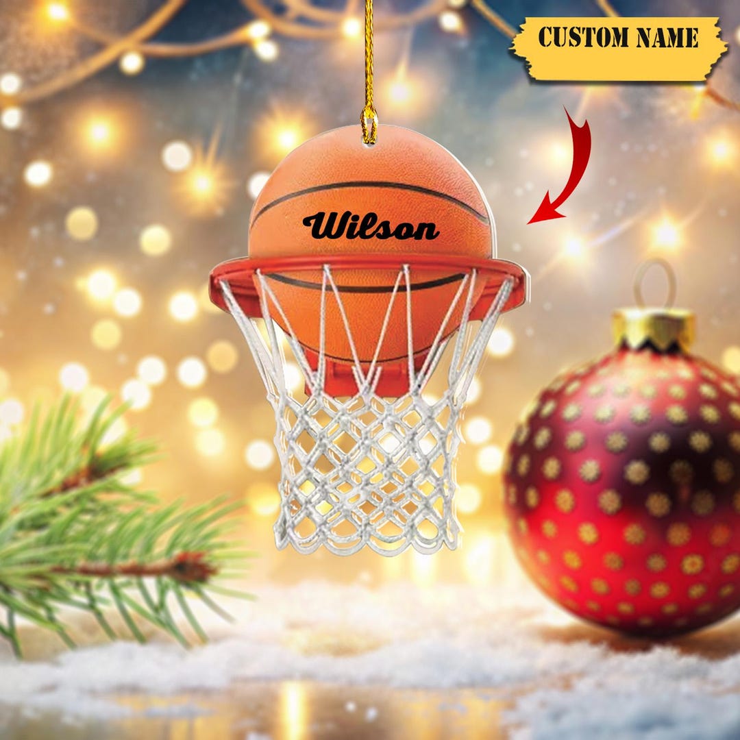 Personalized Basketball Ornament, Basketball Hoop Christmas 2D Flat ...
