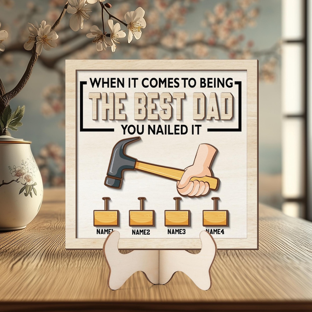 Personalized the Best Dad Wooden Sign, Father's Day Gift, Family Sign ...