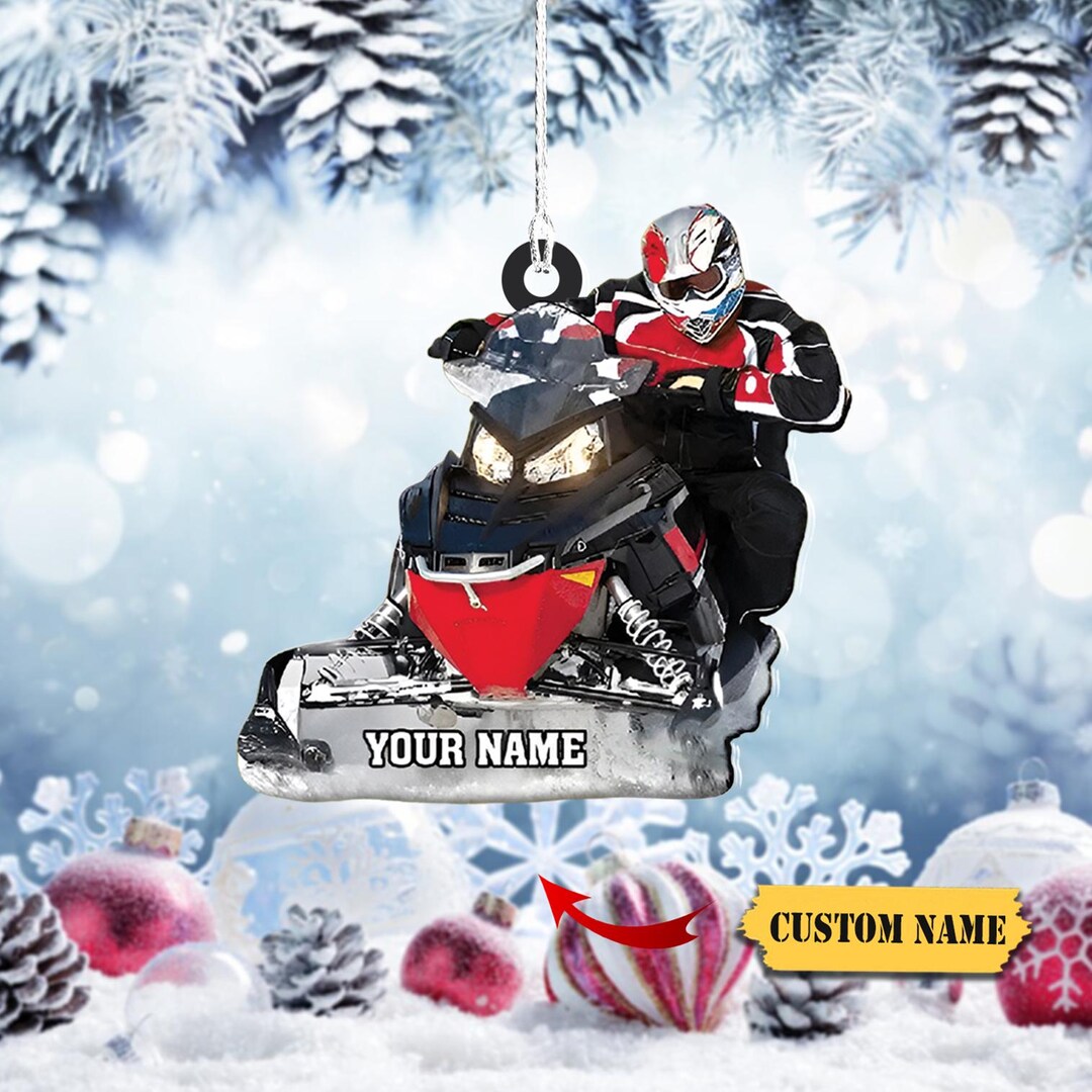 Personalized Snowmobile Rider Christmas Ornament 2D , Snowmobile Rider ...