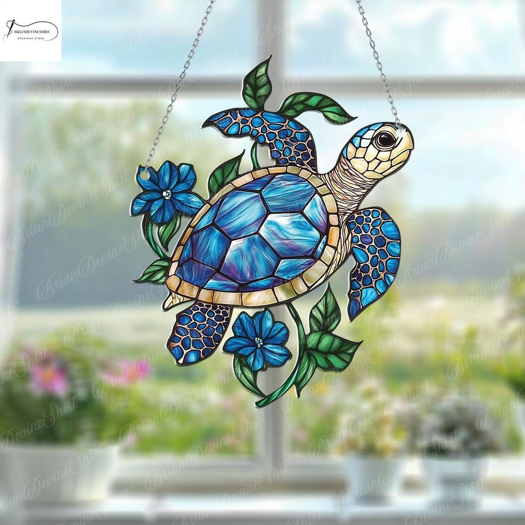 Sea Turtle Acrylic 2D Window Hanging, Turtle Acrylic Wall Art, Perfect ...