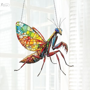 Praying Mantis Window Hanging Acrylic 2D Flat, Colorful Insect Art ...
