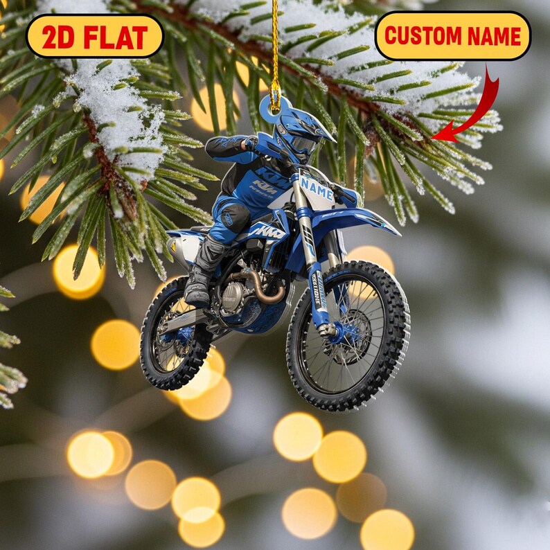 Personalized Dirt Bike 2D Flat Acrylic Ornament, Custom Name Motocross ...