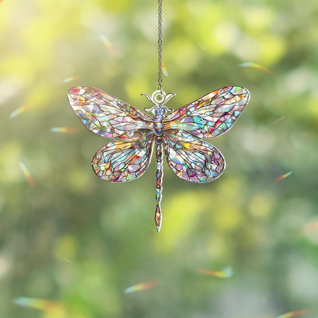 Acrylic 2D Flat Dragonfly Window Hanging, Broken Glass Hologram ...