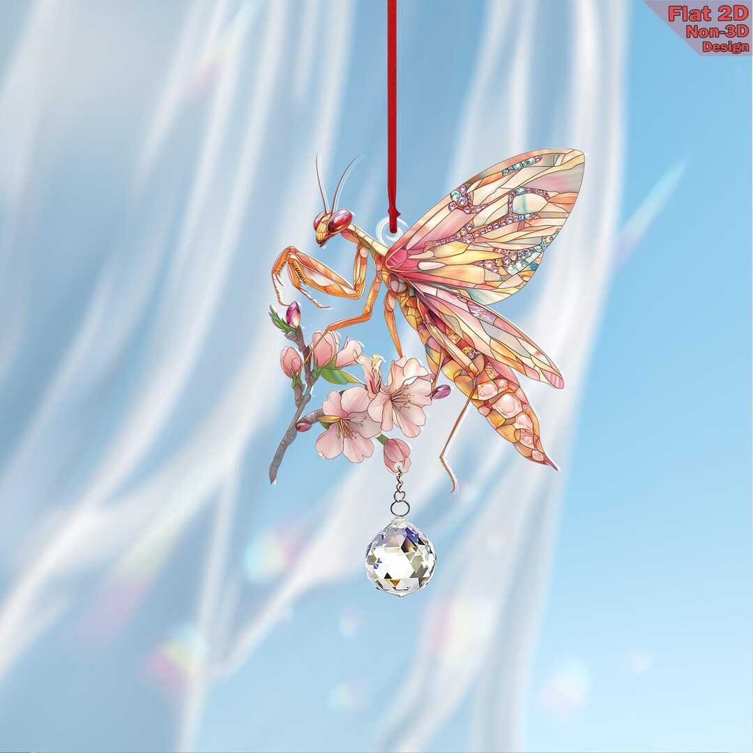 Acrylic 2D Flat Praying Mantis Charm Ornament, Insect Crystal ...