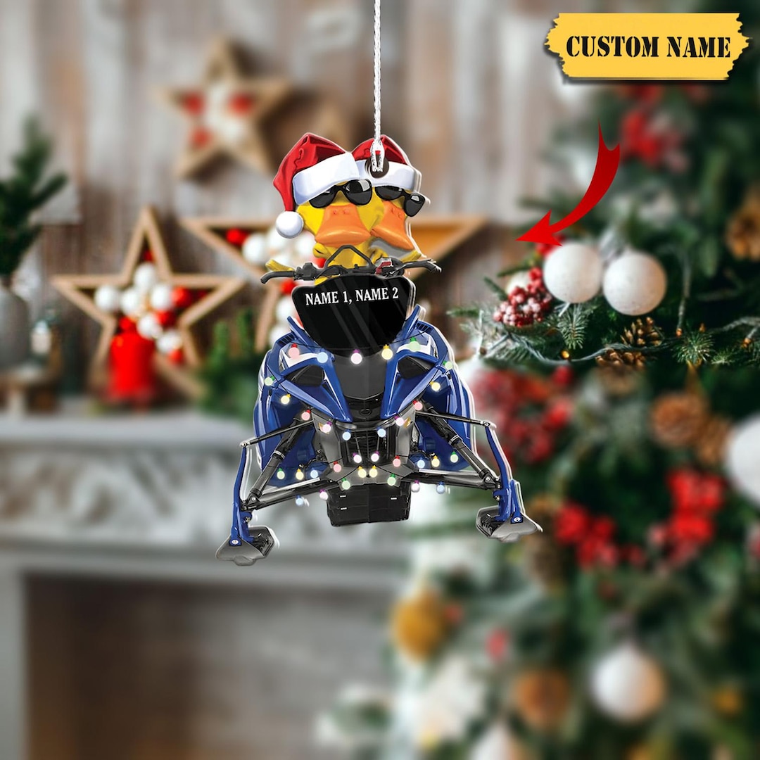 Personalized Snowmobiling Duck Christmas Ornament2d, Snowmobile ...